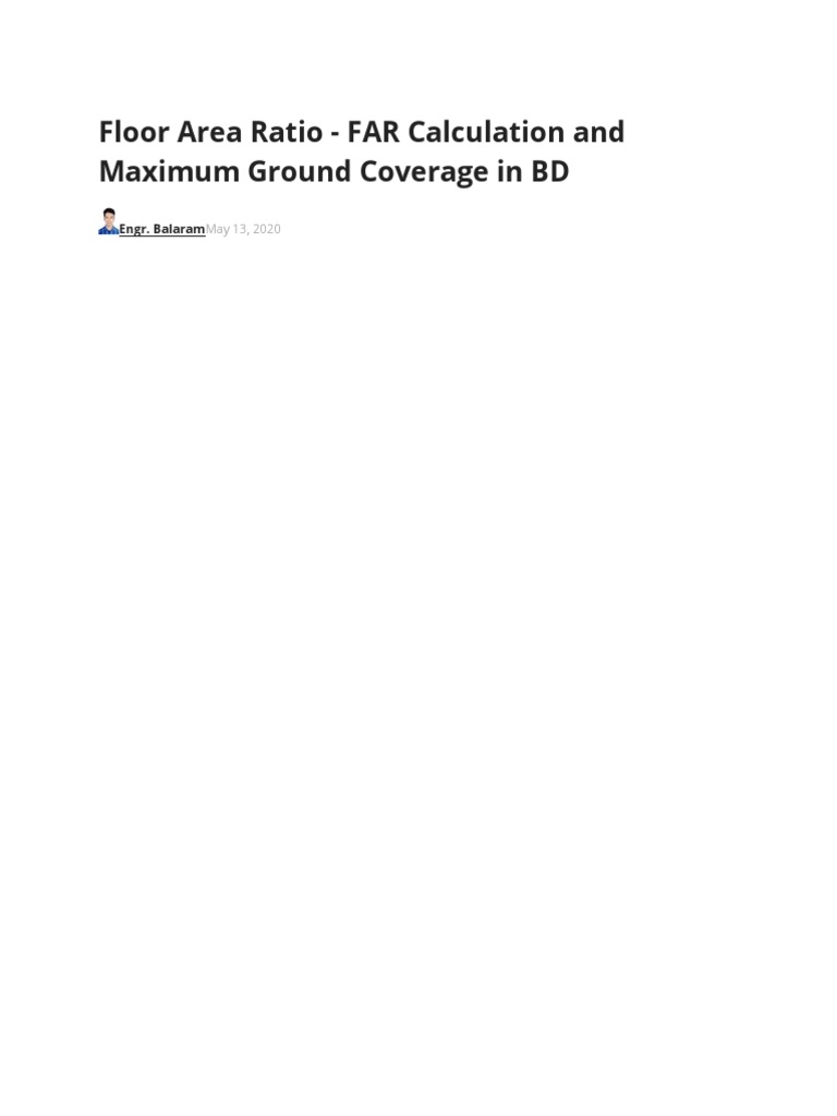 Floor Area Ratio - FAR Calculation and Maximum Ground Coverage in BD | PDF