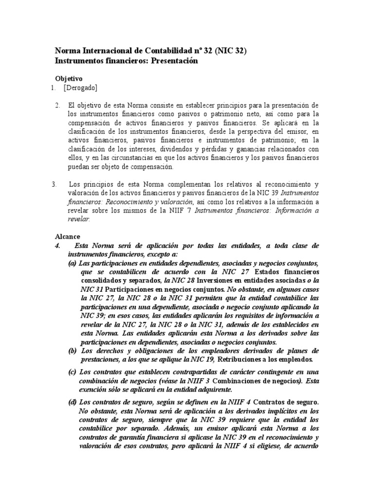NIC 32 - Versión en Español | PDF | normas internacionales de ...