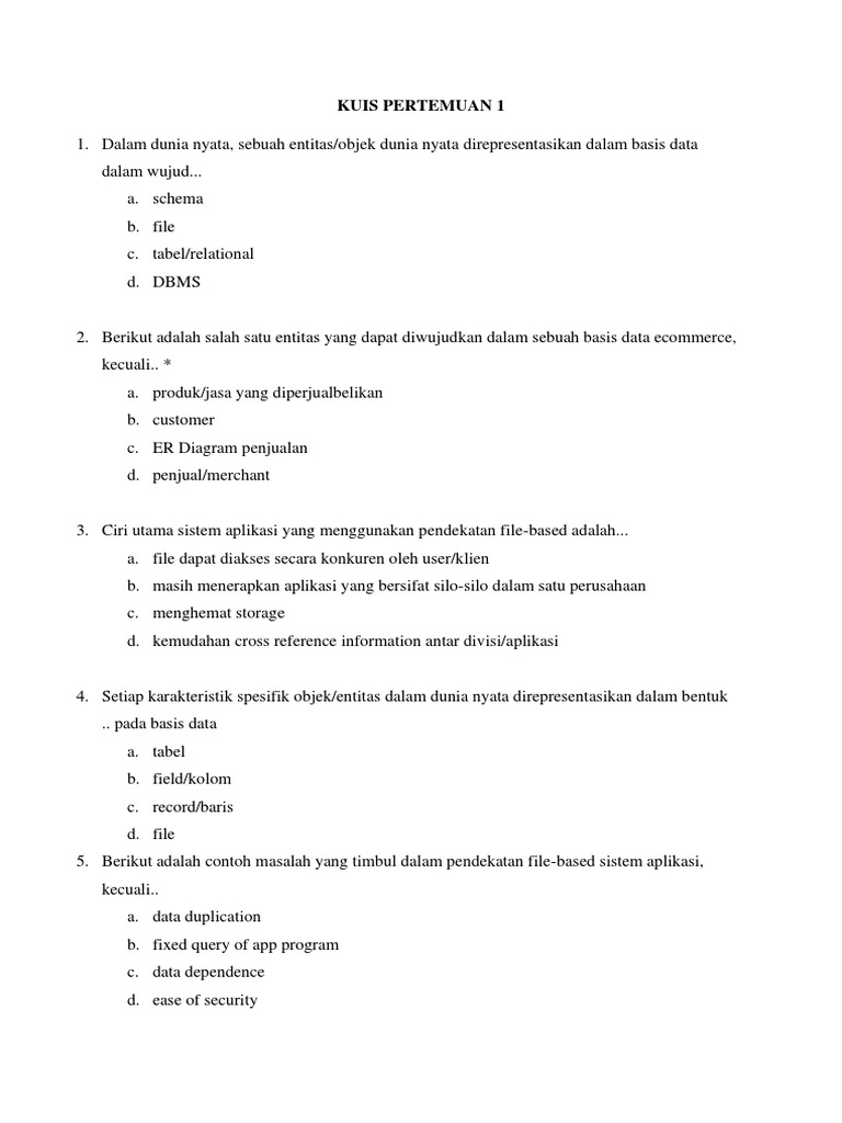 Kumpulan Kuis Basdat | PDF