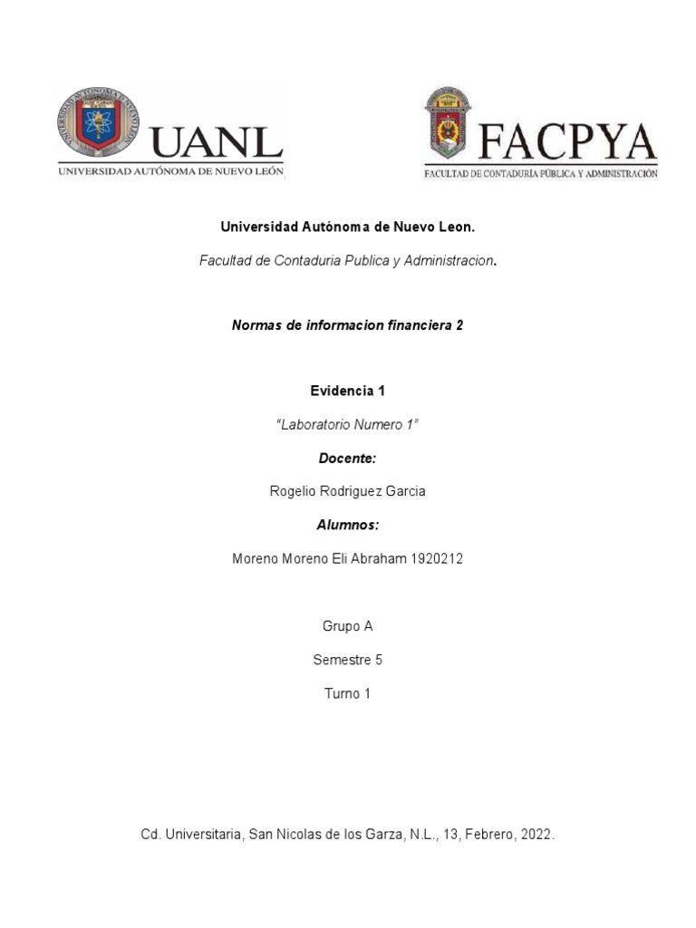 Ev1-Nif - Lab 1 | PDF