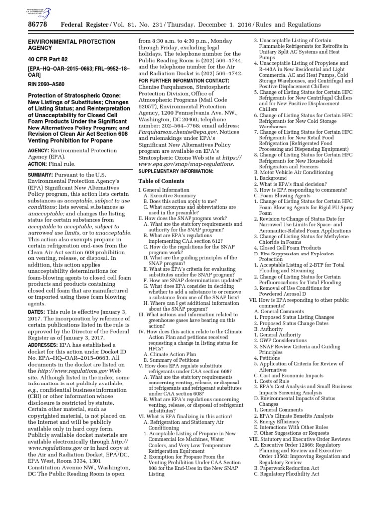 2016-25167 - EPA Clean Agents | PDF