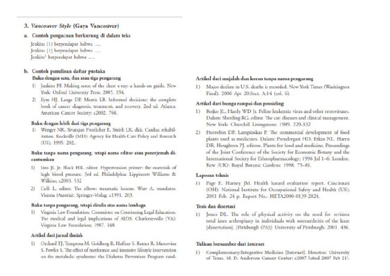 Penulisan Dapus Vancouver | PDF
