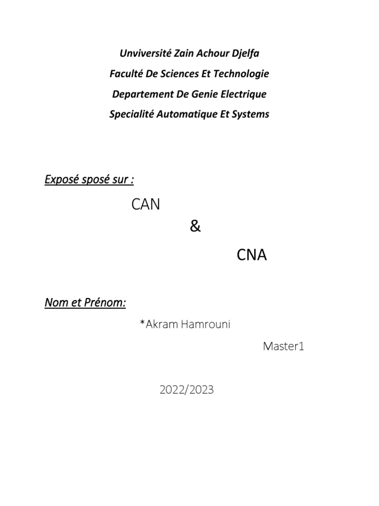 Conversion CAN et CNA en électronique | PDF | Convertisseur analogique ...
