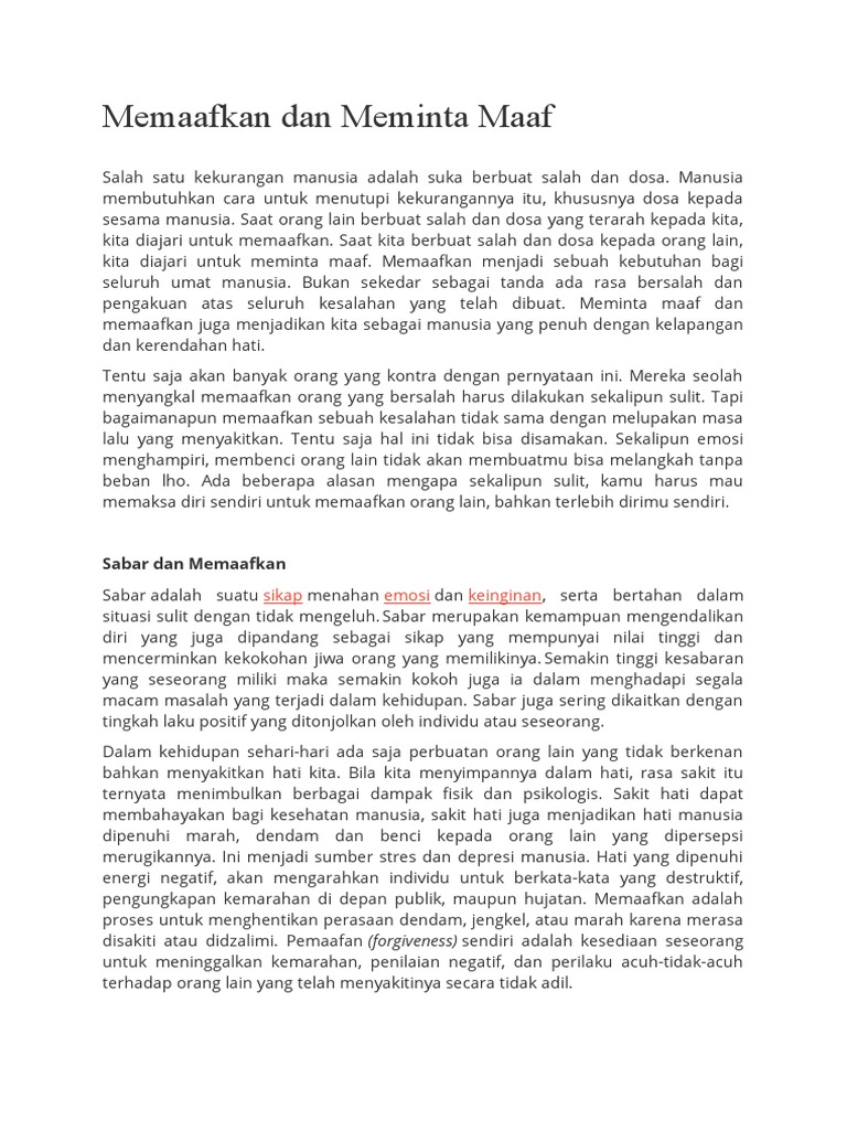 Memaafkan Dan Meminta Maaf | PDF