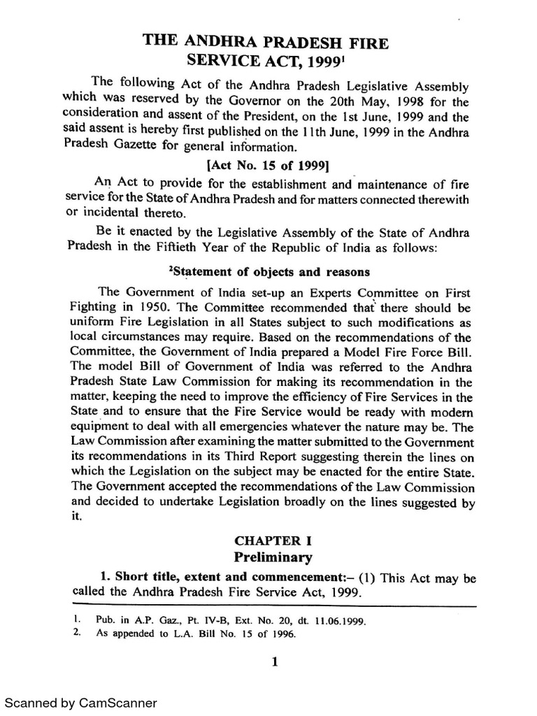 AP Fire Service Act 1999 | PDF