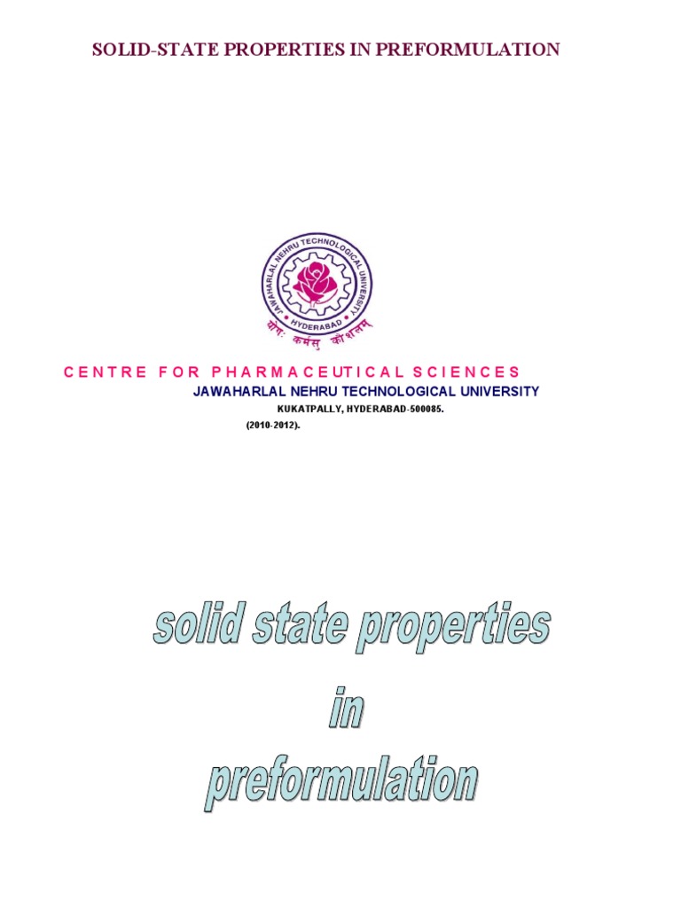 Solid-State Properties in Preformulation: Centre For Pharmaceutical Sciences | PDF ...