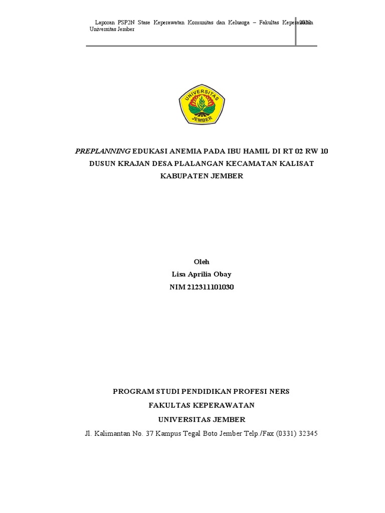 Preplanning Edukasi Anemia | PDF | Pengembangan Diri | Kesehatan Holistik