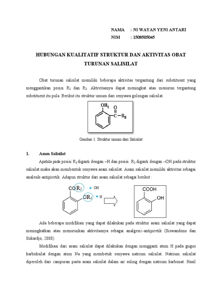 Hubungan Kualitatif Struktur Dan Aktivitas Obat Turunan Salisilat | PDF