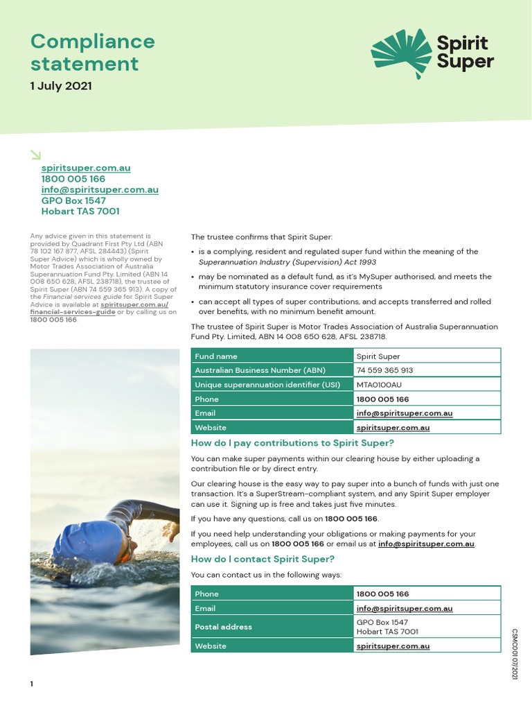 Spirit Super Compliance Statement | PDF