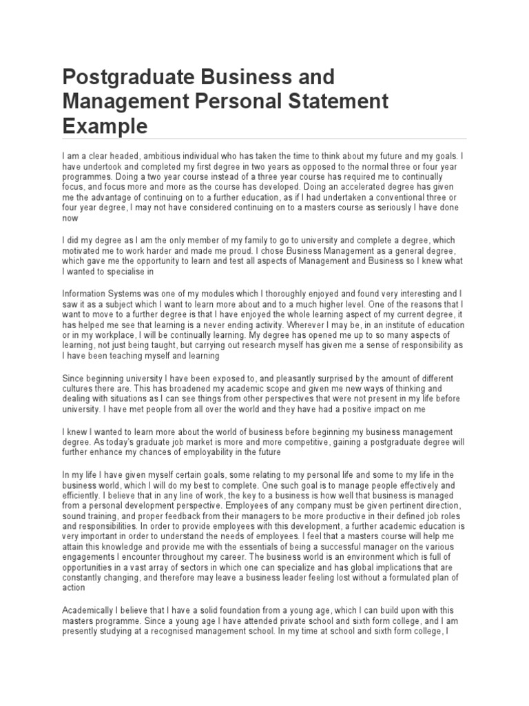 Personal Statement Format Example