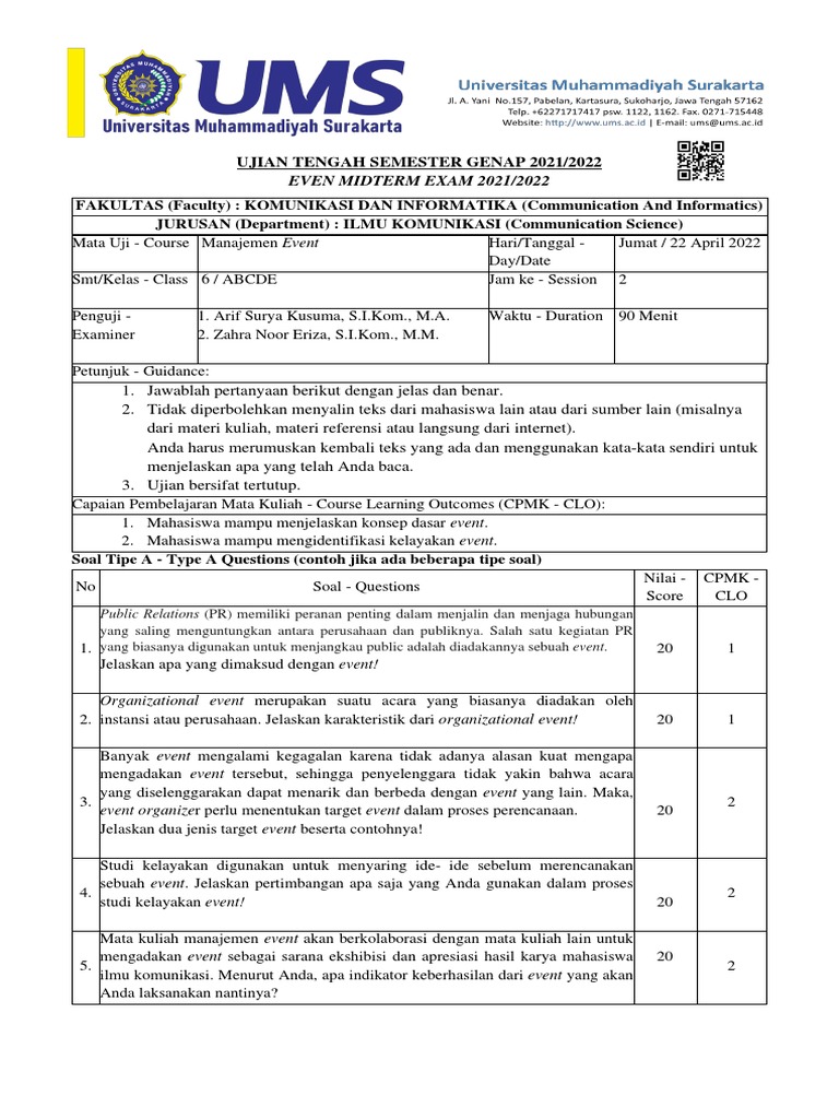 Soal Uts Manajemen Event | PDF