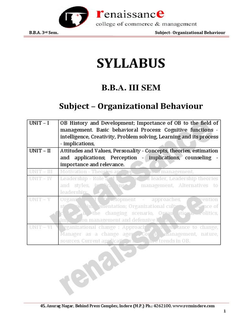 BBA III Organizational Behaviour | PDF | Classical Conditioning | Attitude (Psychology)