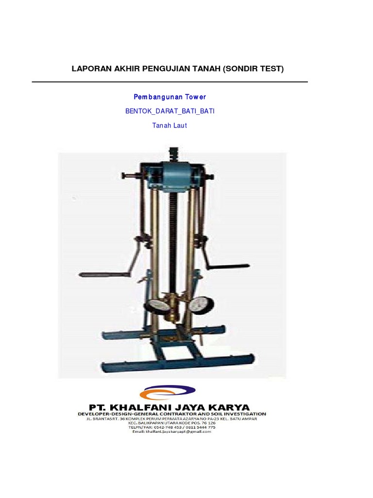 Analisa Sondir, Handbor Dan Lab Bentok Darat Bati Bati | PDF