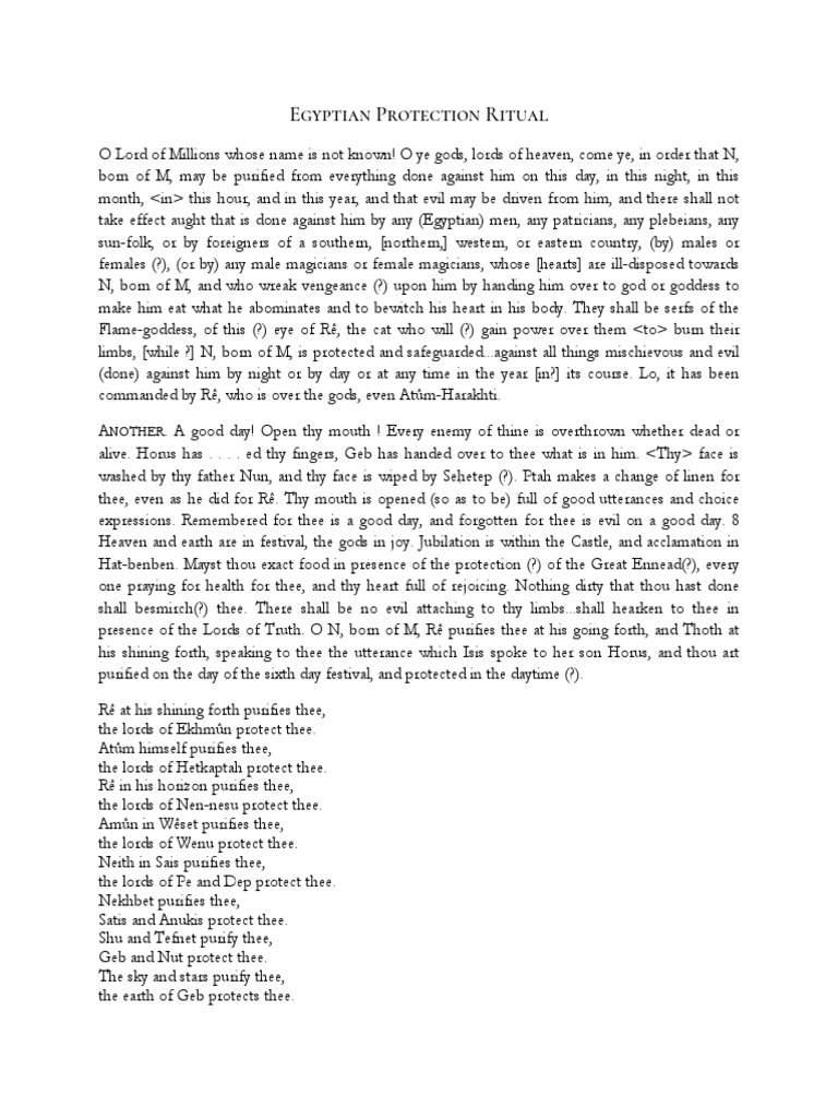 Egyptian Protection Ritual | PDF | Horus | Mythology