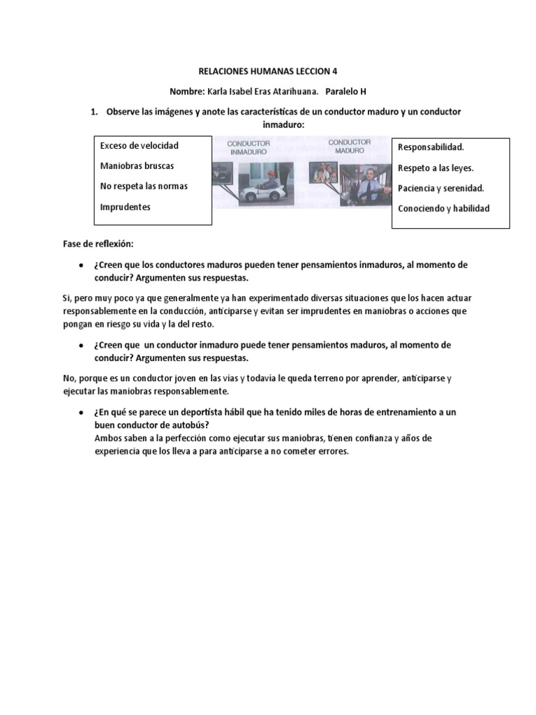 Características de un Conductor Responsable | PDF | Relaciones ...