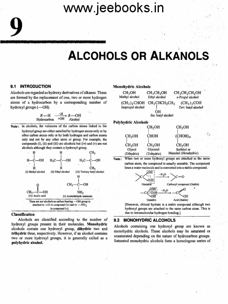 'Alcohols Oralkanols: I I I " I I I | PDF | Alcohol | Ester