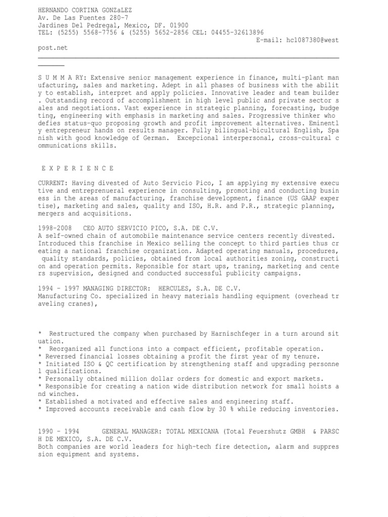 CEO or GENERAL MANAGER or MANAGING DIRECTOR or COUNTRY MANAGER | PDF ...
