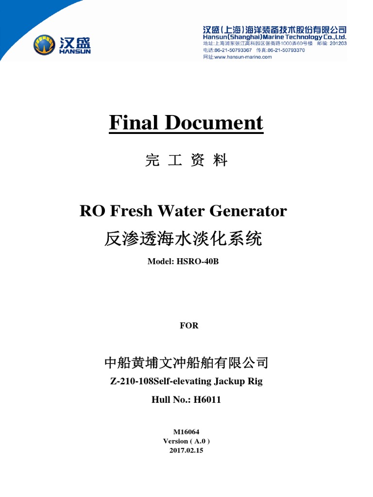 Hansun Water Maker | PDF | Osmosis | Membrane