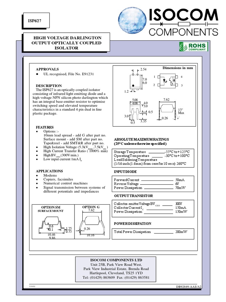 IS P627 Datasheet | PDF | Transistor | Diode