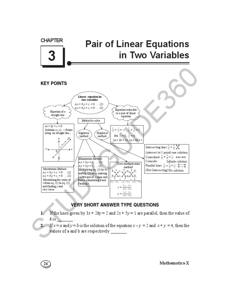 Class 10 Maths Notes Chapter 3 Studyguide360 | PDF | Equations | Rectangle