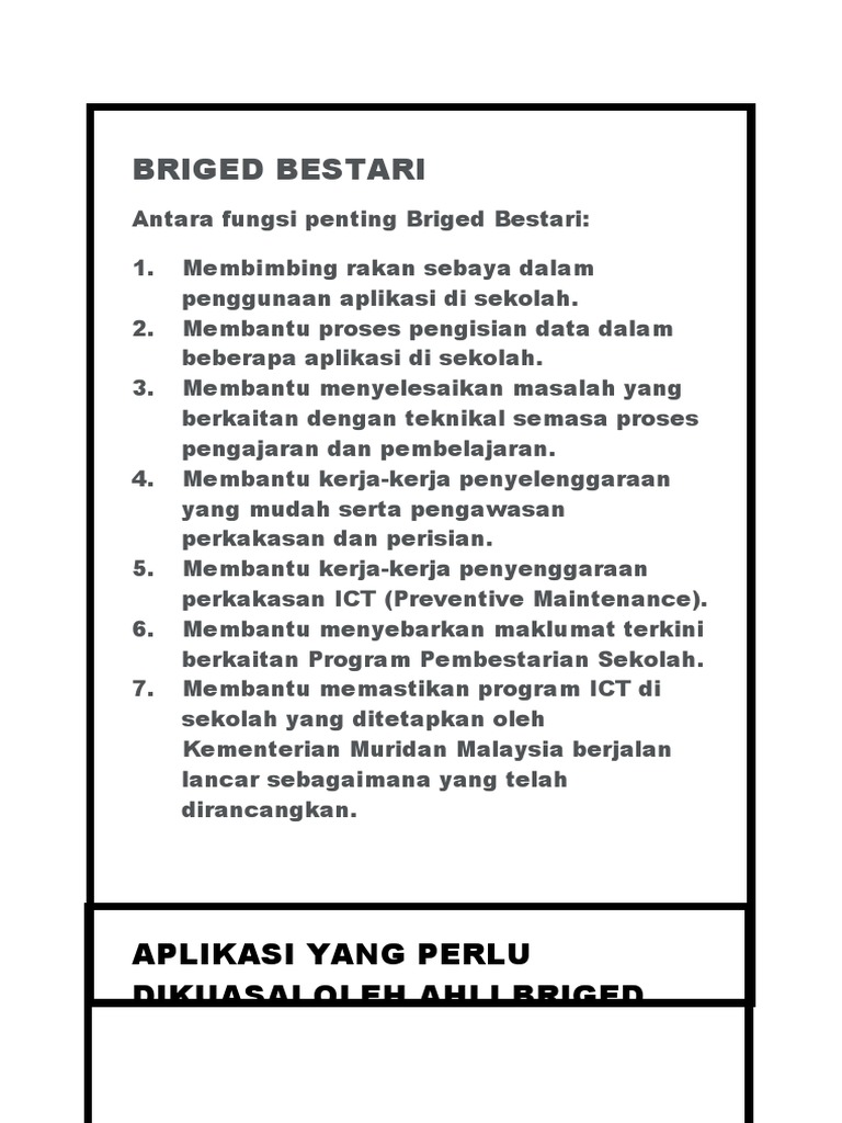 Tugas dan Peranan Briged Bestari | PDF