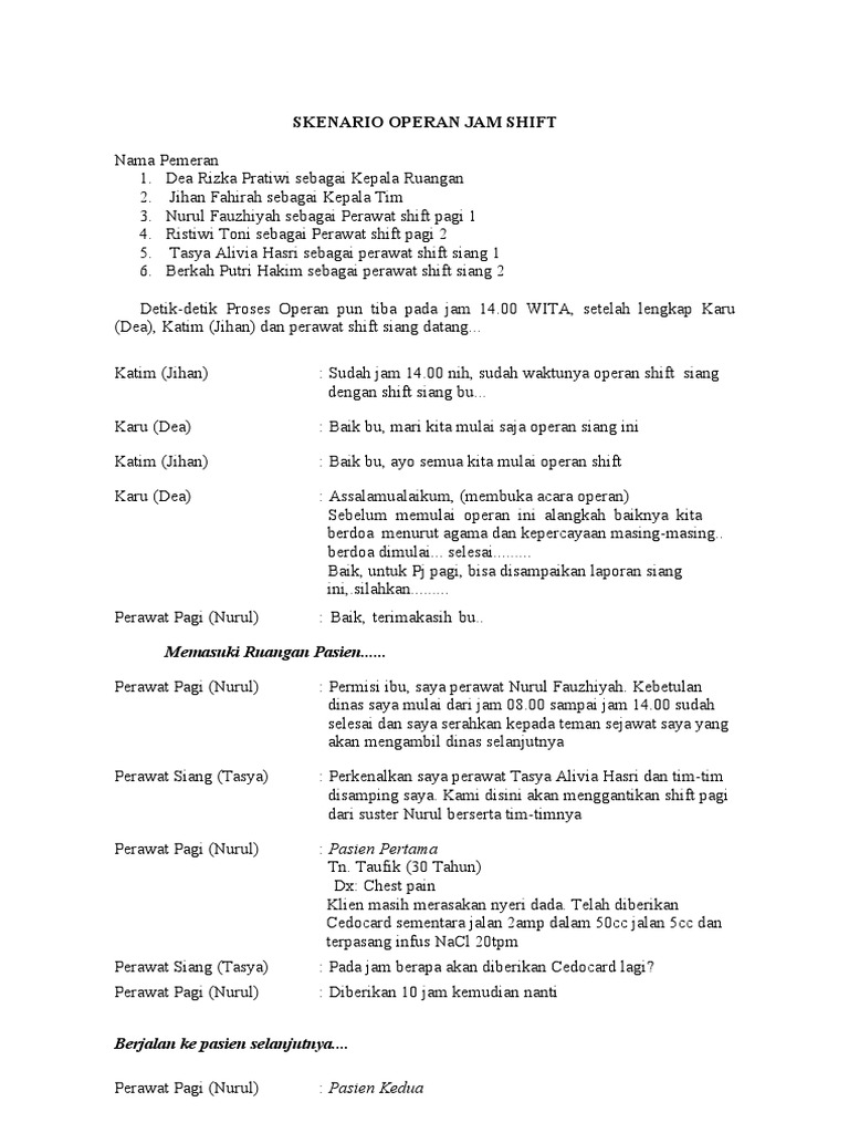 Skenario Operan Jam Shift | PDF