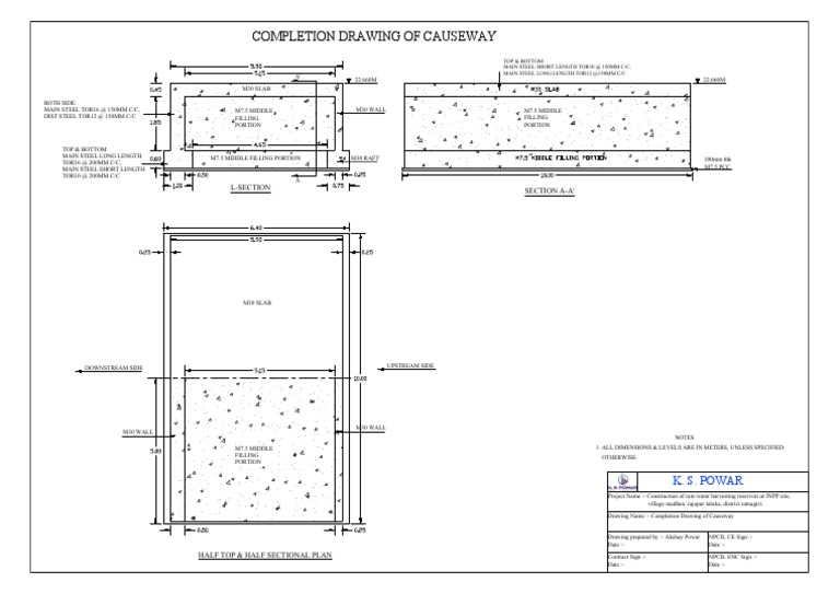 Completion Drawing of Causeway: L-Section Section A-A' | PDF | Civil ...