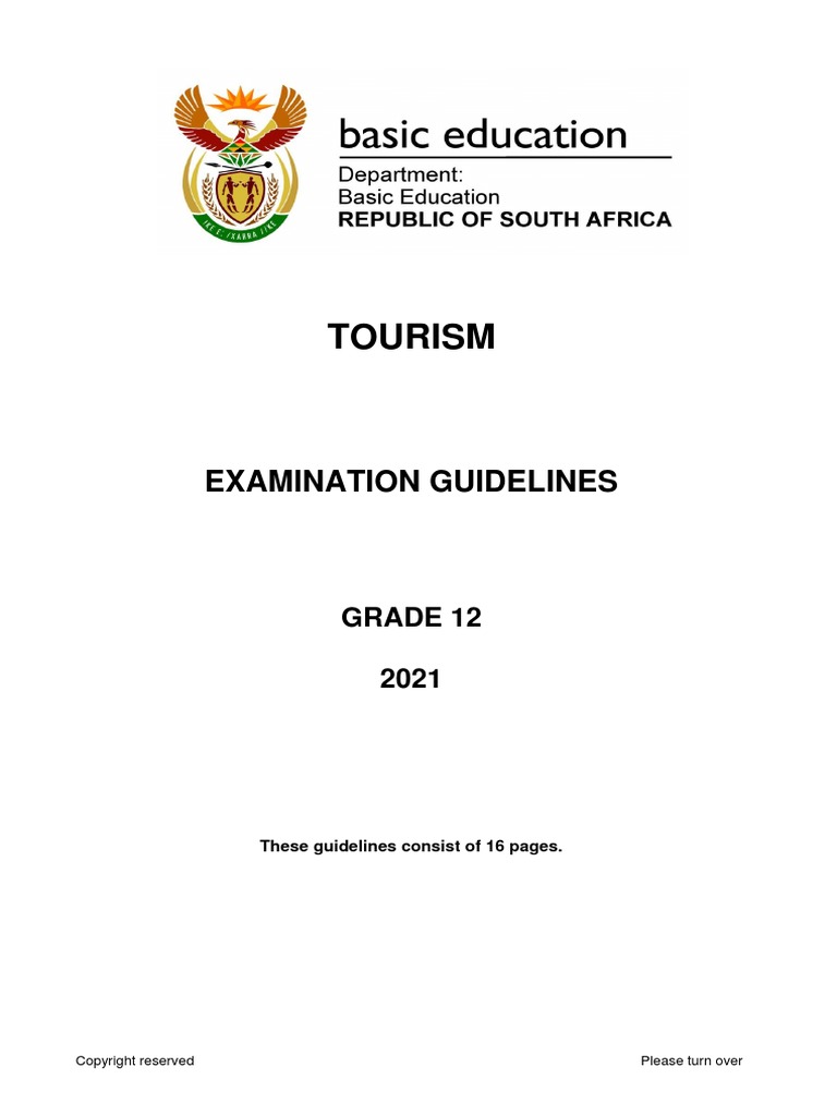 Tourism GR 12 Exam Guidelines 2021 Eng | PDF