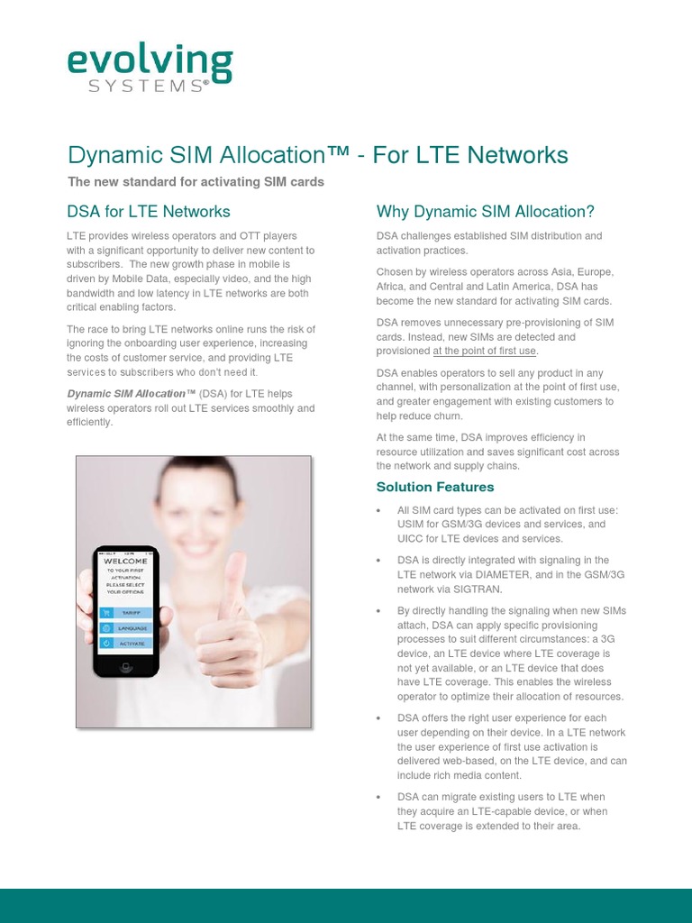 DSA For LTE Networks Why Dynamic SIM Allocation? | PDF | Lte ...