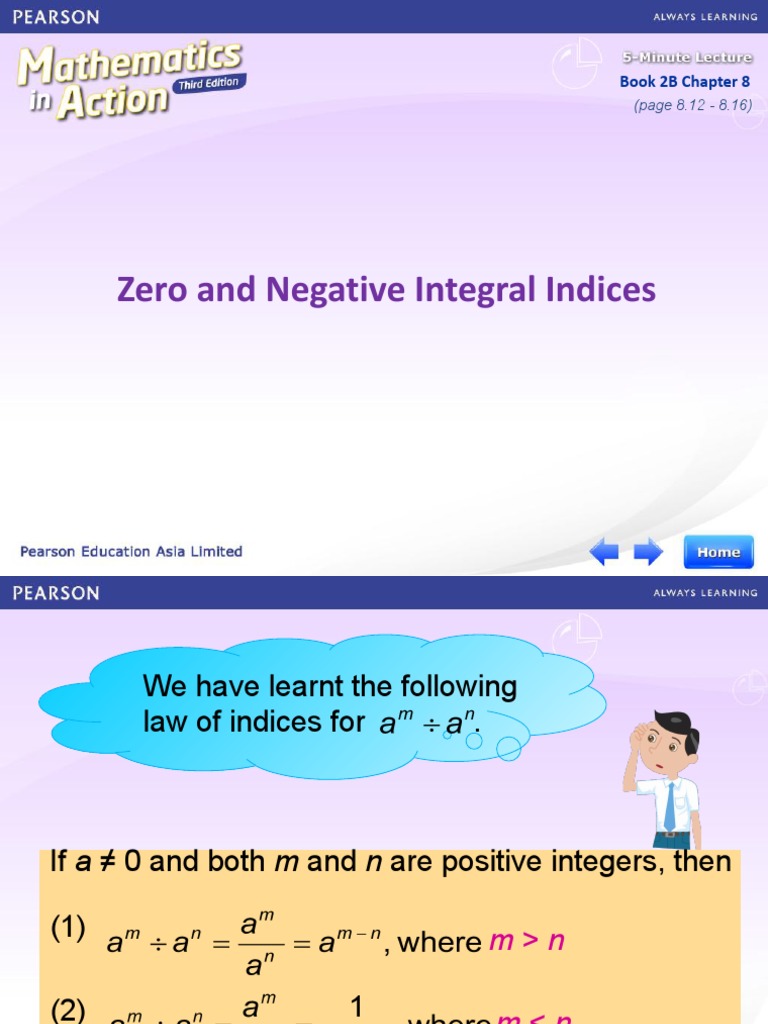 Zero and Negative Integral Indices Explained | PDF | Mathematics | Numbers