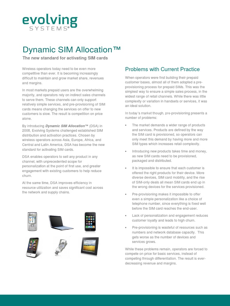 Dynamic SIM Allocation Datasheet | PDF | Prepaid Mobile Phone | Market ...