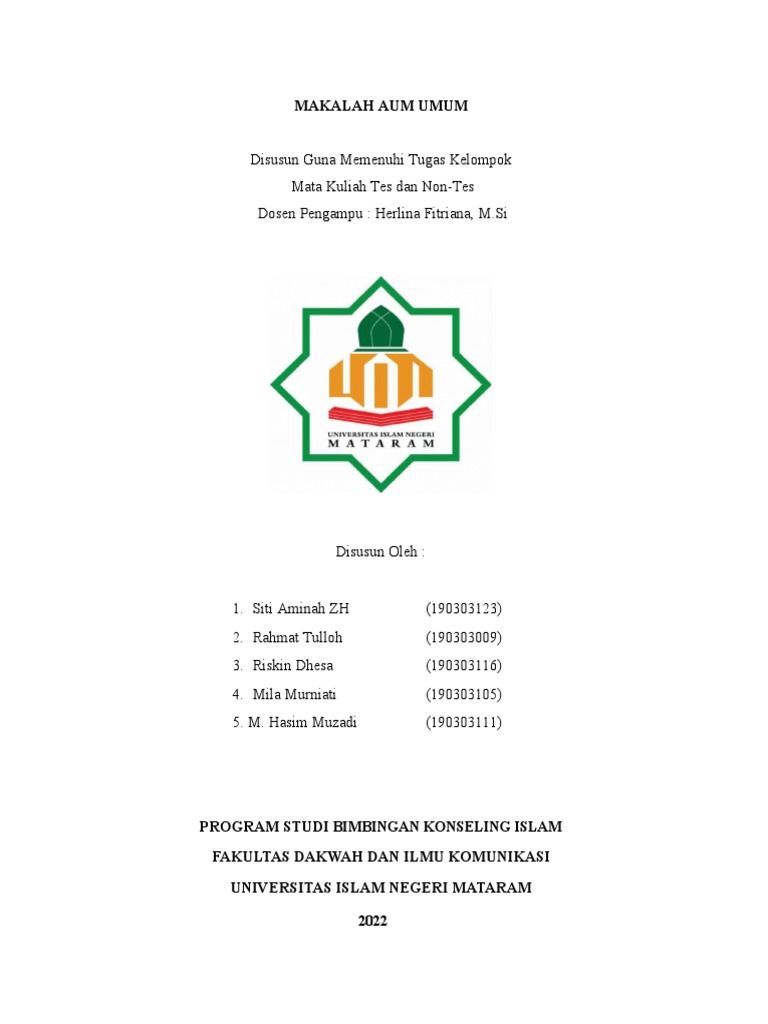 Pemahaman AUM Umum dalam BK | PDF