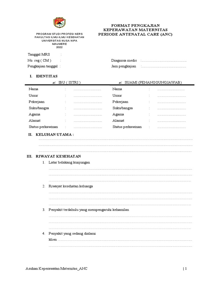 Format Pengkajian Anc | PDF