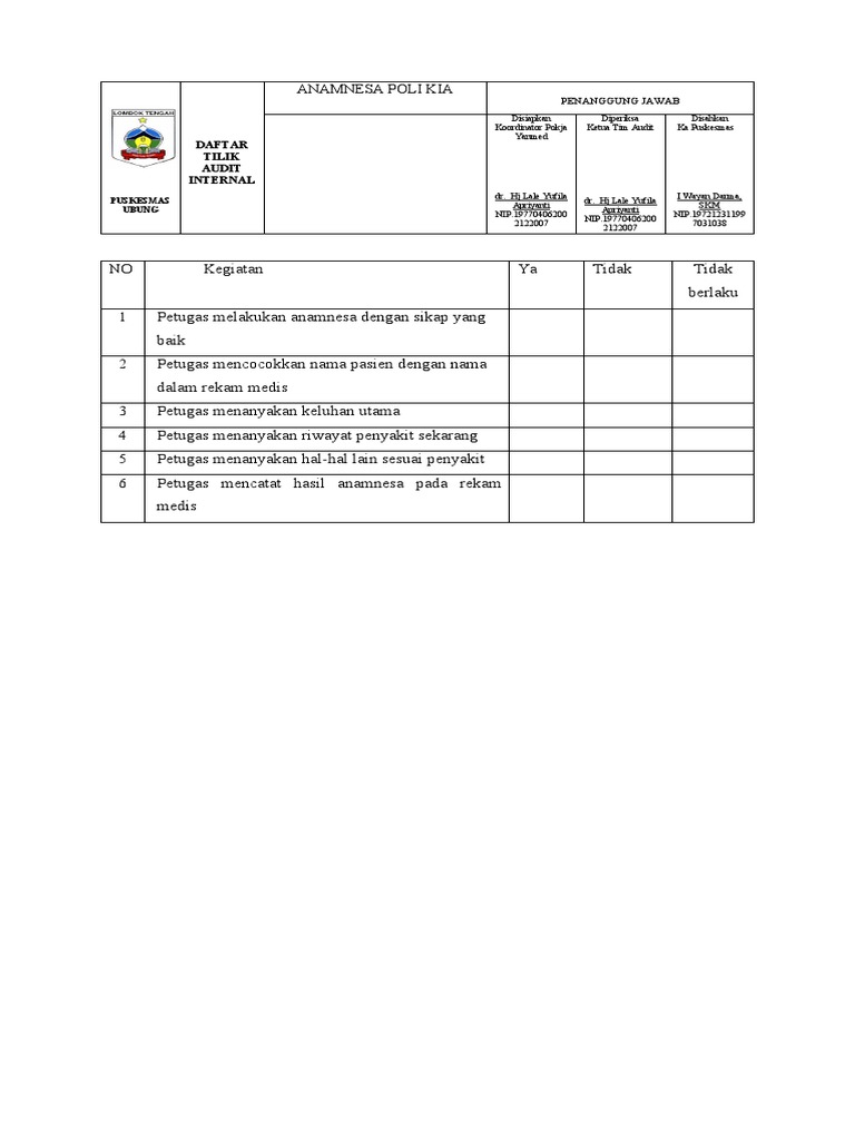 Audit Internal Pelayanan KIA dan KB | PDF