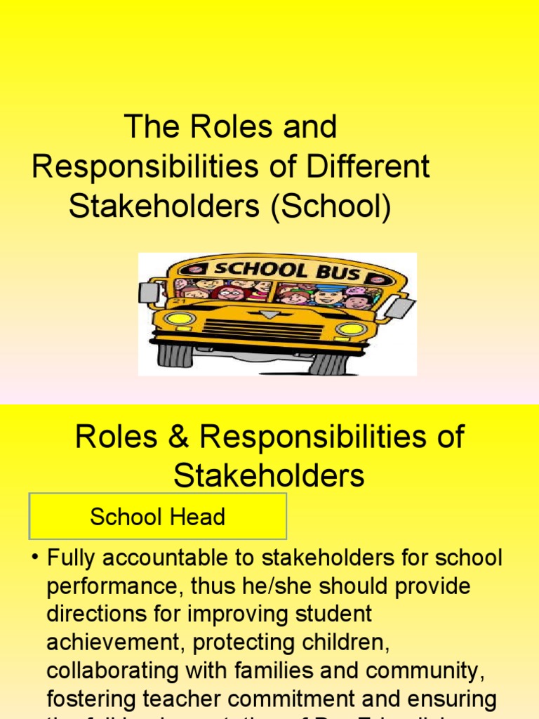 Stakeholders' Roles in School Education | PDF | Teachers