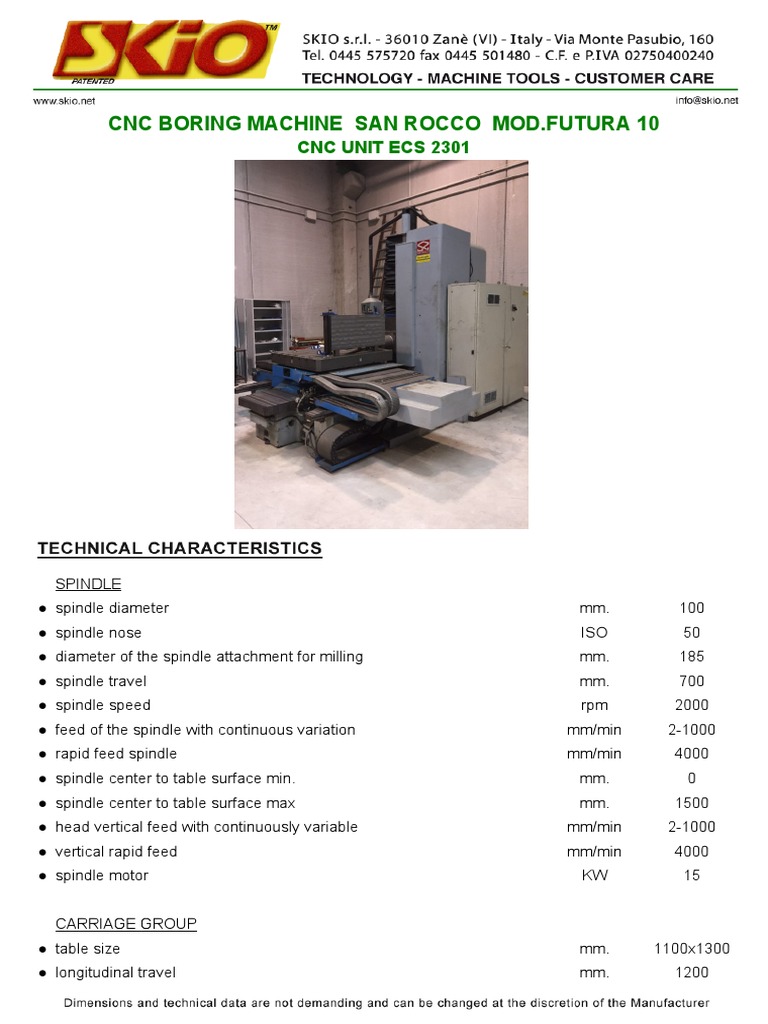 CNC Boring Machine Specifications | PDF