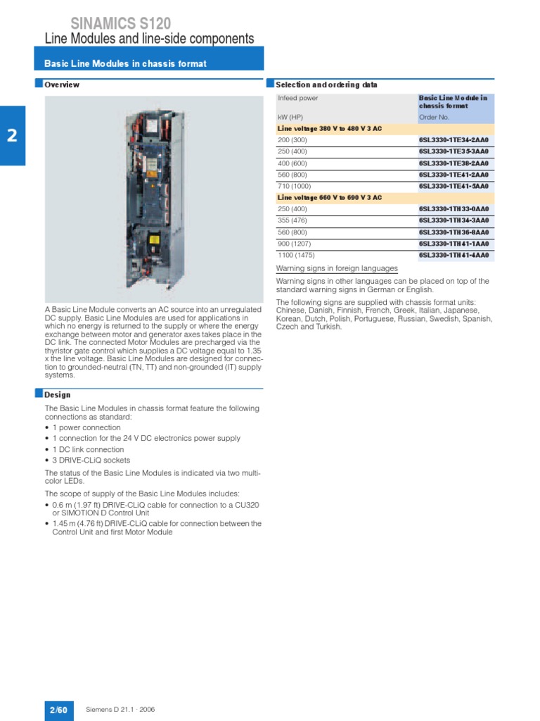 SINAMICS S120 Line Modules and Line-Side Components | PDF | Alternating ...