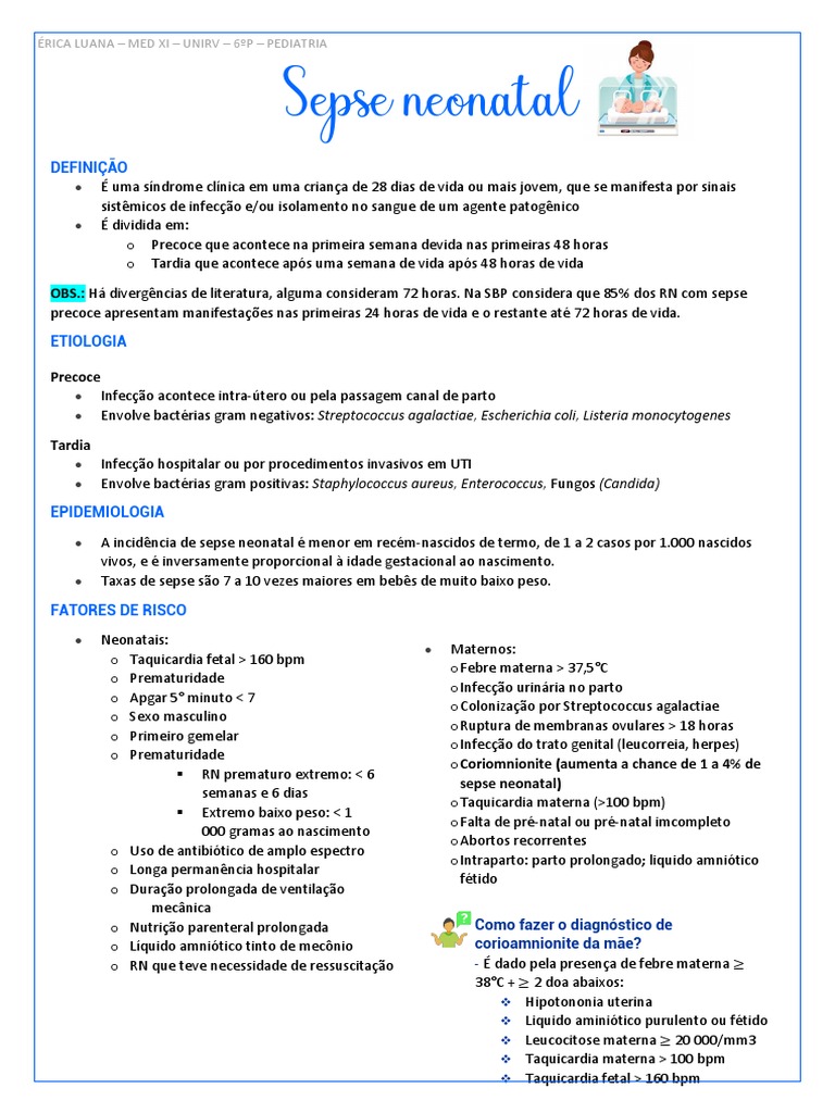 Sepse Neonatal | PDF | Sepse | Meningite