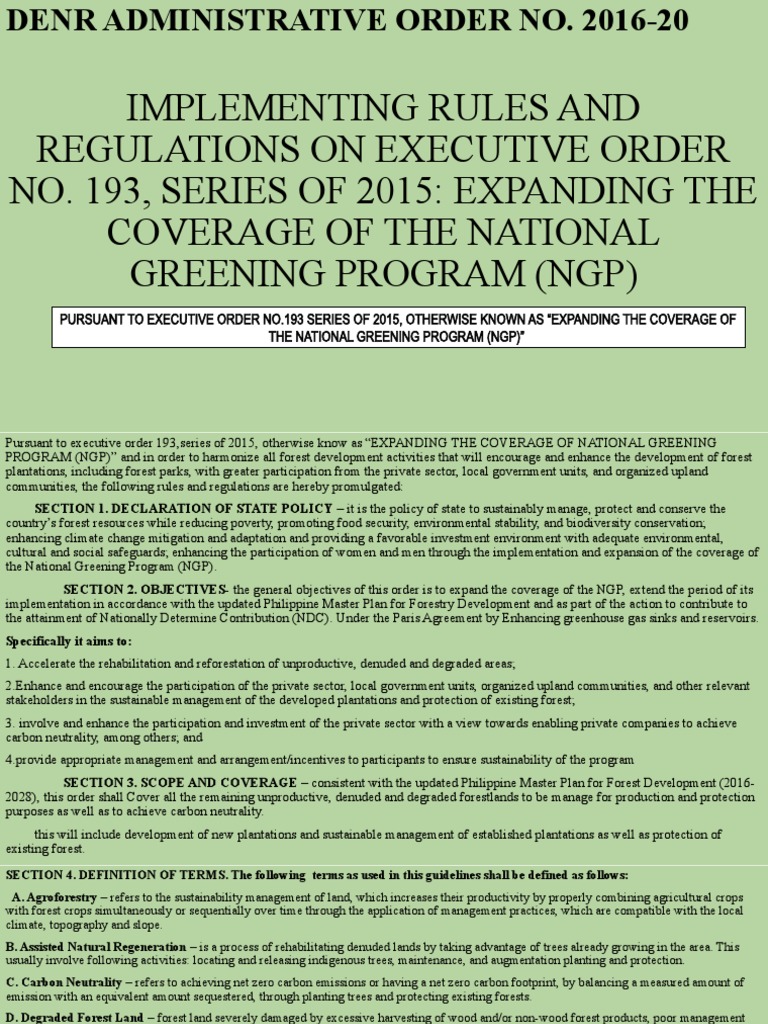 Implementing Rules and Regulations On Executive Order No. 193, Series ...
