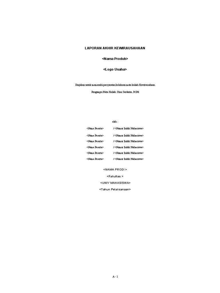 (Template) Laporan Akhir Project KWU | PDF