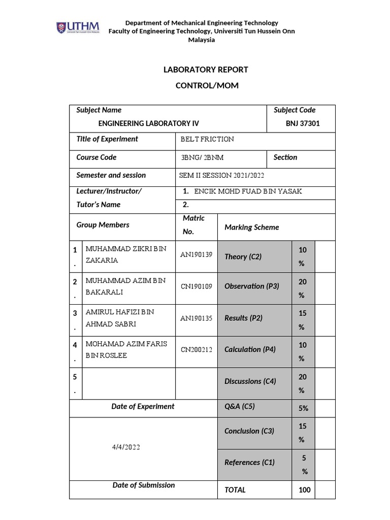 Group 2 Lab Report (Belt Friction) | PDF