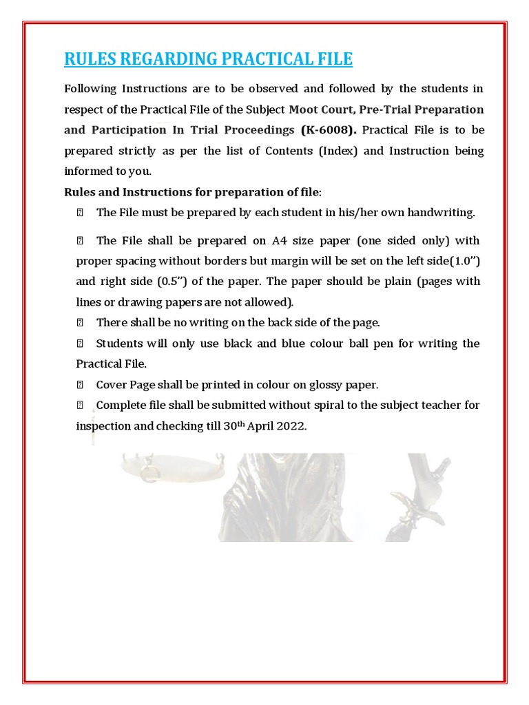 Law Students' Practical File Guide | PDF | Trials | Lawsuit