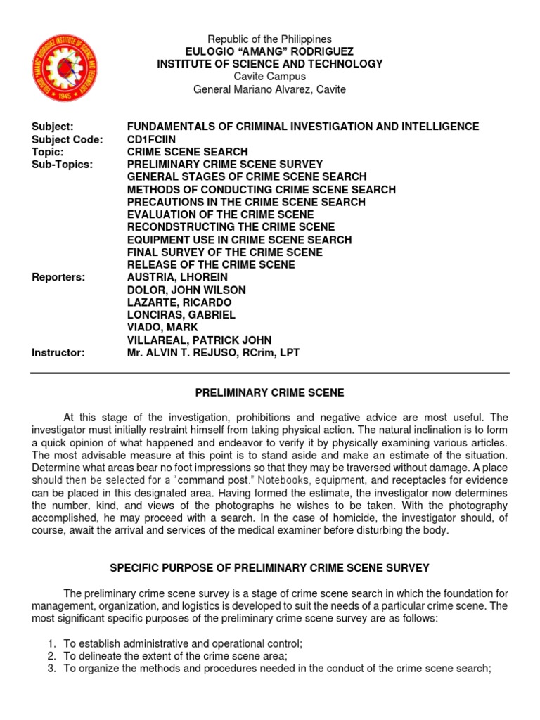 Method | PDF | Crime Scene | Evidence