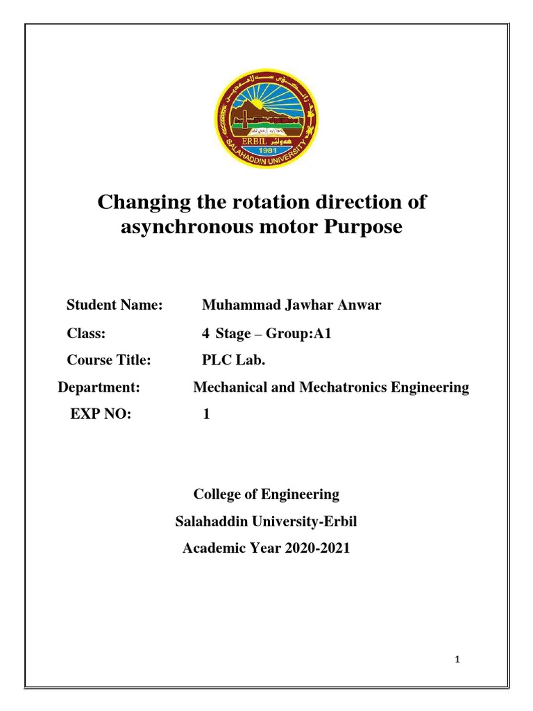 Changing The Rotation Direction of Asynchronous Motor Purpose | PDF ...