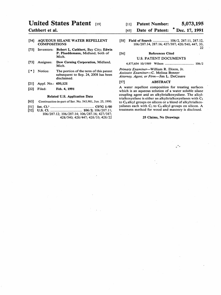 United States Patent (19) : 11 Patent Number: 5,073,195 45 Date of ...
