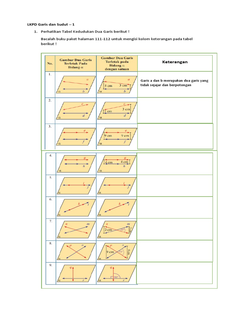 LKPD Garis Dan Sudut - 1 | PDF
