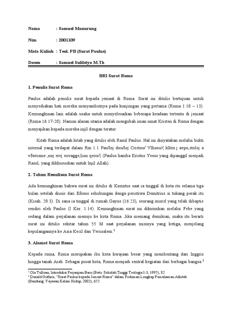 BRI Surat Roma | PDF