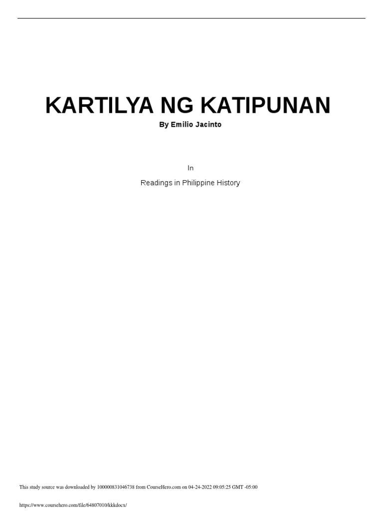 Kartilya NG Katipunan: by Emilio Jacinto | PDF | Philippines
