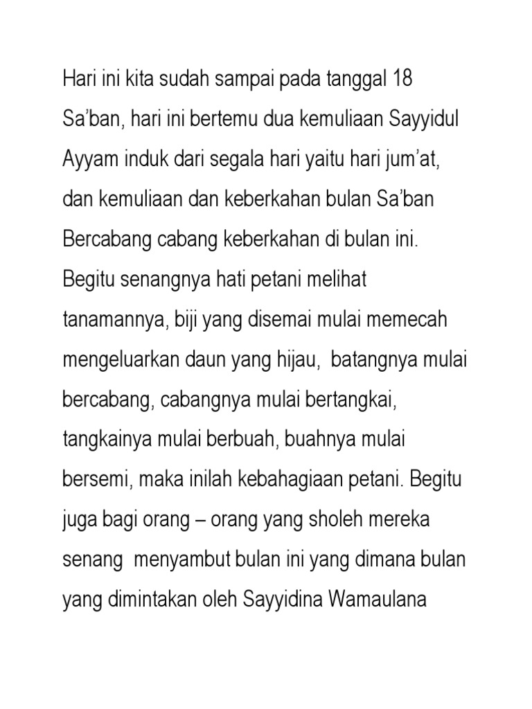 Keberkahan Sa'ban dan Ramadhan | PDF