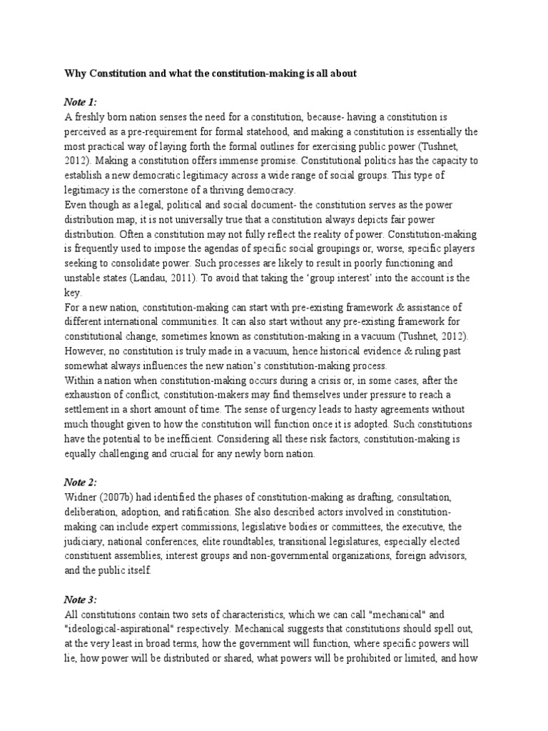 Notes On Constitution Making | PDF | Constitution | Legislature